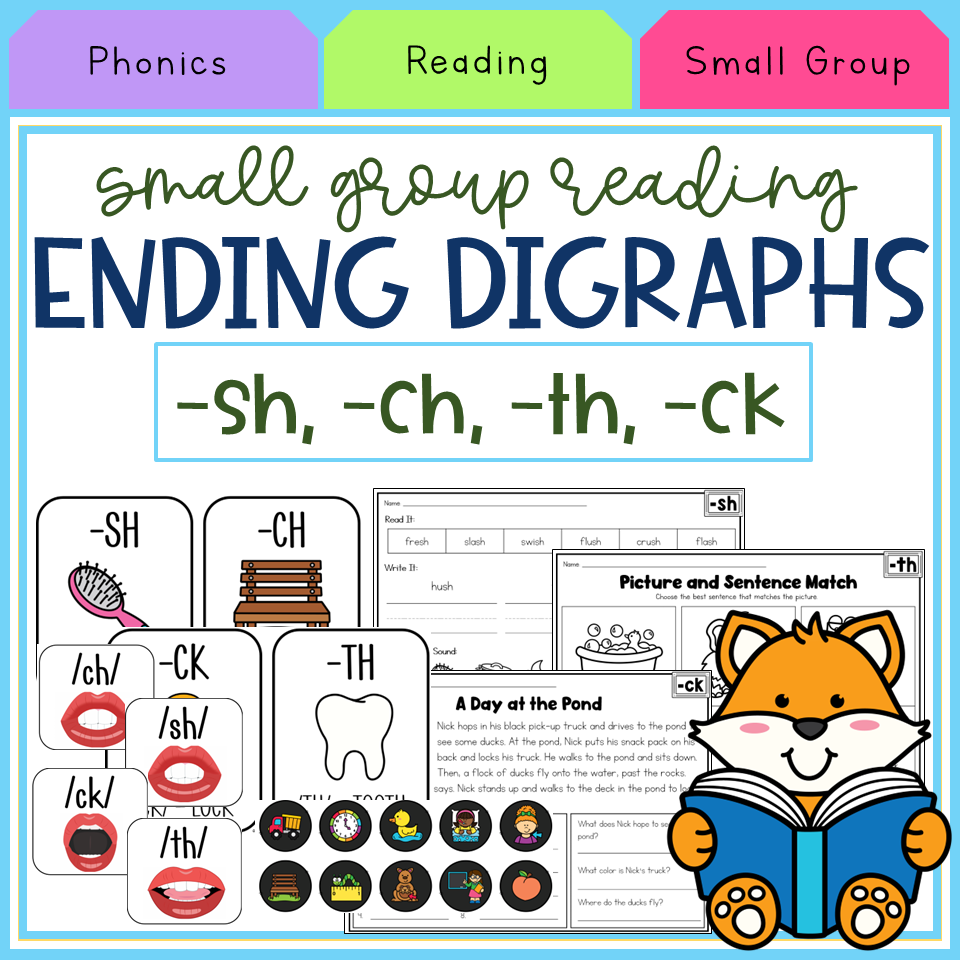 Ending Digraphs No Prep Practice, -sh, -ch, -th, -ck – Learning With Lexie